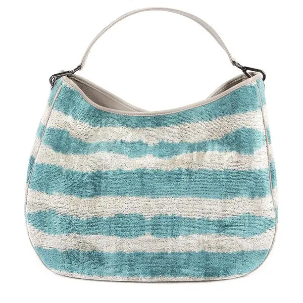 SJW BAGS LONDON Grey / Blue Garuda Velvet Ikat Bag Blue Grey - Grey/blue