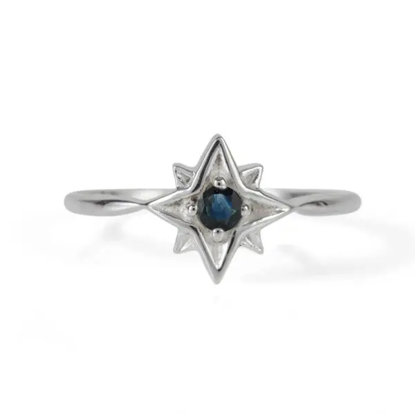 CHARLOTTE'S WEB JEWELLERY Silver / Blue Guiding North Star Silver Ring Sapphire - Silver/blue