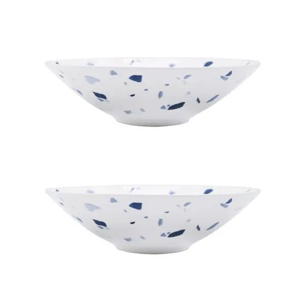 Twig New York Terrazzo Azzurro Set Of Two Soup & Pasta Bowls - Blue/white