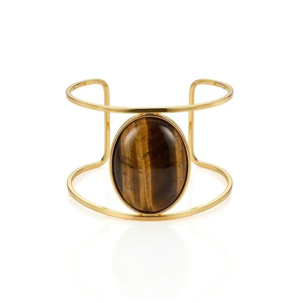 JAREDJAMIN Stella Cuff In Tiger's Eye - Brown