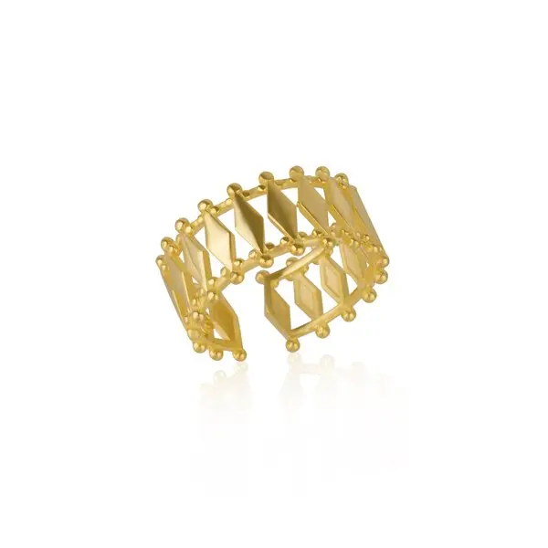 SPERO LONDON Multiple Quad Bar Sterling Silver Ring - Gold