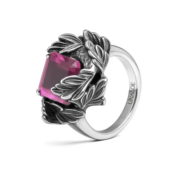 UNALOE Pink / Silver Ring In Sterling Silver With Pink Zirconia – Coleus Quadratus Handmade Made In Italy - Pink/silver