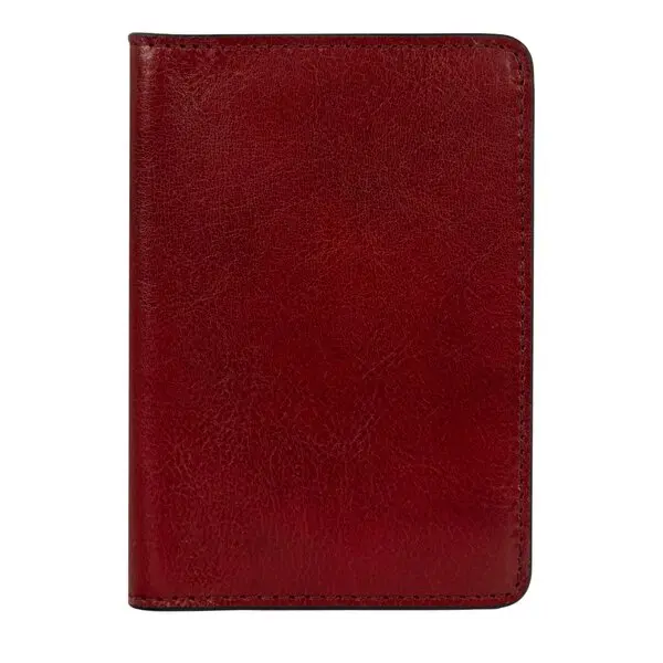 TIME RESISTANCE Small Leather Passport Holder In Gulliver's Travels - Red