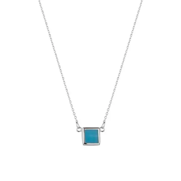 SPERO LONDON Turquoise Square Sterling Necklace - Silver