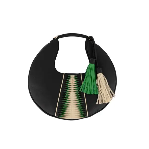 OTRERA Libertas & Green Leather Shoulder Bag - Black