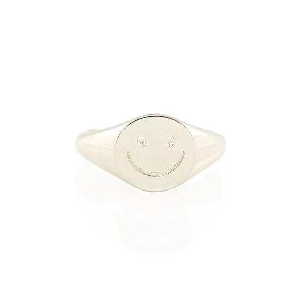 Kris Nations Happy Smiley Face Signet Ring Sterling - Silver