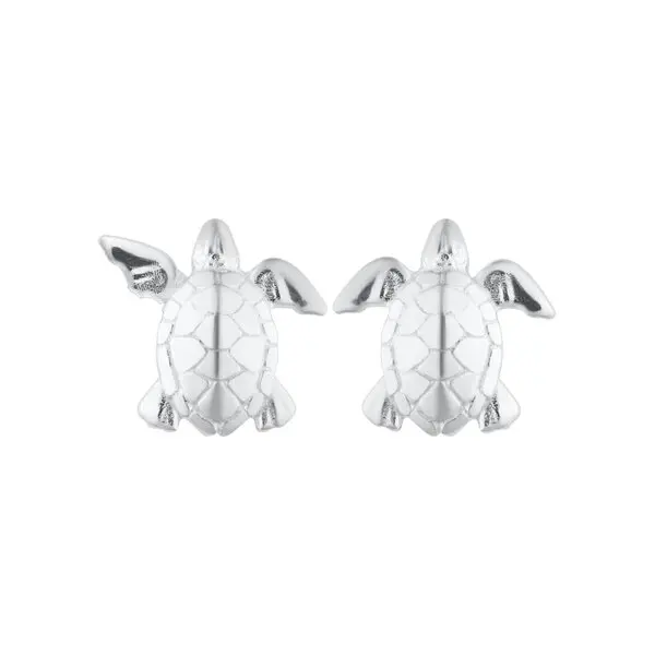 LILY CHARMED Sterling Turtle Stud Earrings Animal Earrings - Silver