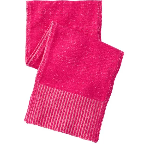 SALTS CASHMERE Knitted Scarf With Rib Trim Hot & Soft - Pink