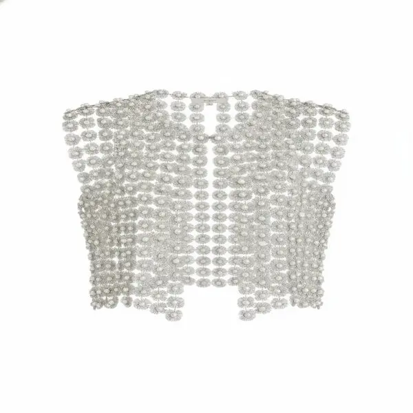 Saachi Floral Shell Pearl Capelet - Silver