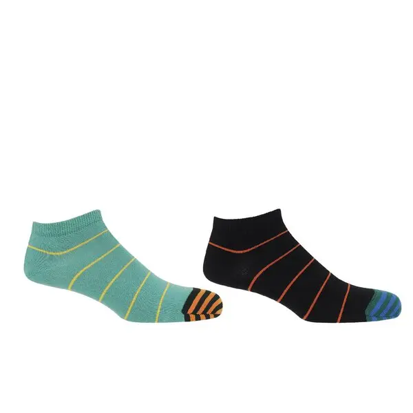 PEPER HAROW - MADE IN ENGLAND Thin Stripe Black & Teal Trainer Socks Bundle - Black/blue