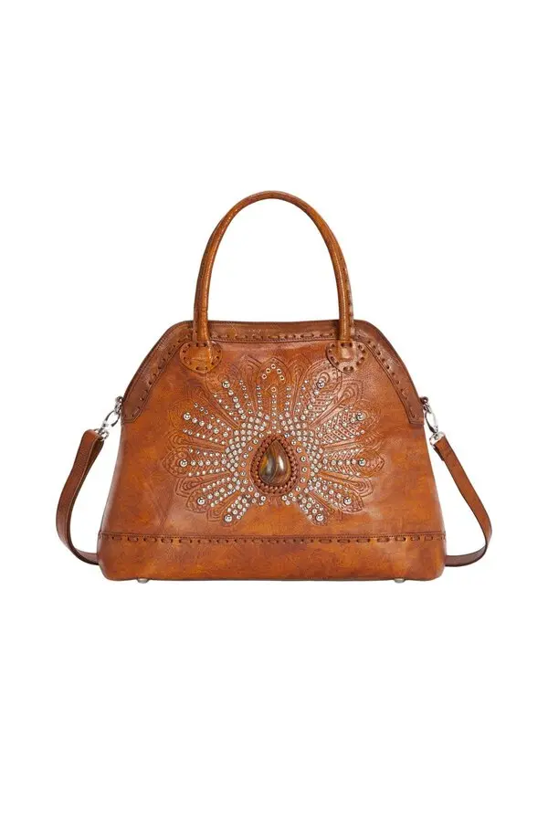 JODI LEE Mini Queen Peacock Bag Antique Medium - Brown
