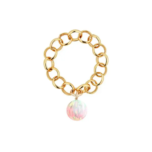 ORA PEARLS Aelia Sun Opal Chain Ring Gold - Yellow