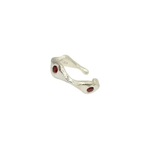 AMY DELSON JEWELRY Red / Silver Chloe Red Garnet Three Stone Sterling Silver Ear Cuff - Red/silver