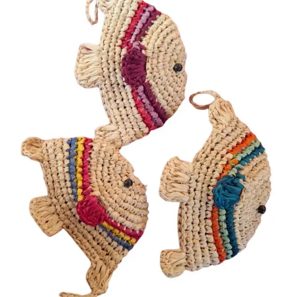 ZANATANY CONCEPTS Accessories Fish Raffia Keyring - Red