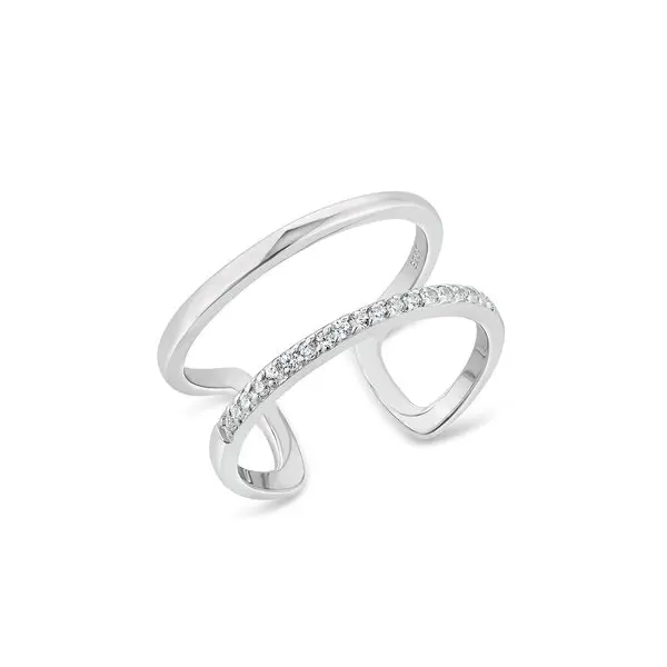 SALLY SKOUFIS White / Silver Rythm Ring With Made Cz Diamond Stimulant In Sterling Silver - White/silver