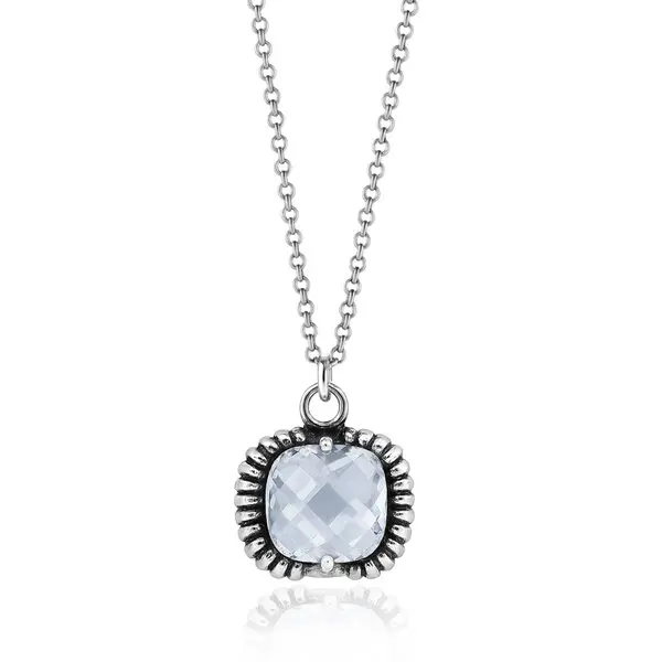 UNALOE Fantasy Sterling Silver Crystal Necklace – Elegant Silver Statet Pendant - Blue