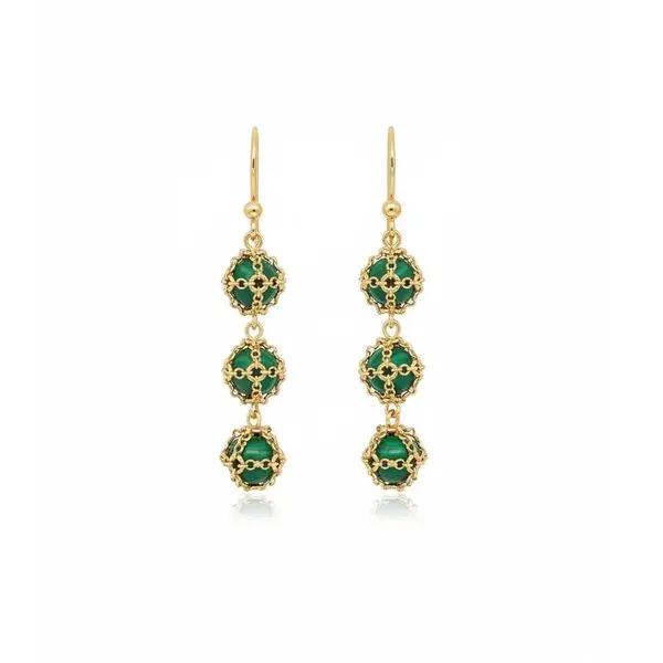 MHART Stacked Caged Malachite Earrings - Gold