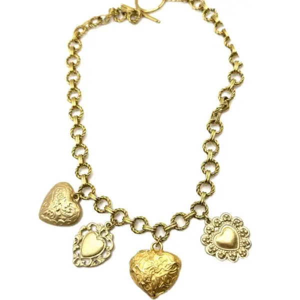 ACHALA HANDCRAFTED Heart Charm Necklace - Gold