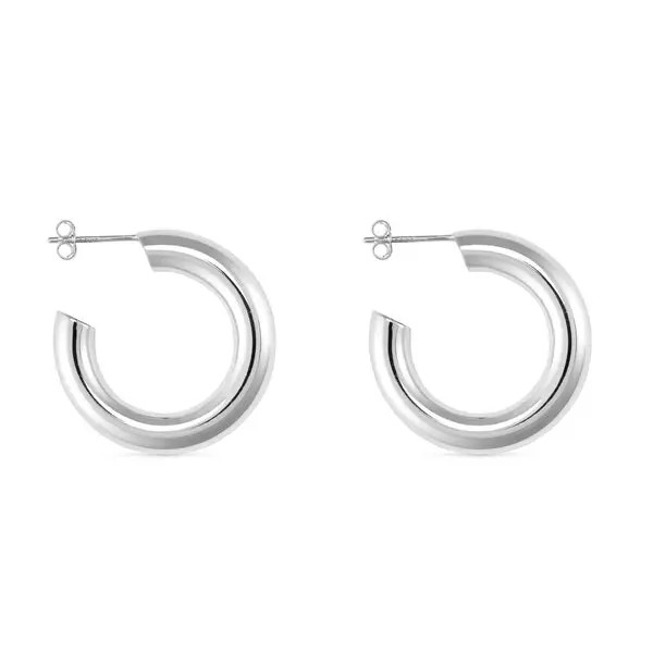 ELK & BLOOM 14k Plated Chunky Hoop Earrings - Silver