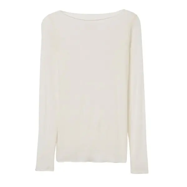 COVE Neutrals Boat Neck Cream Modal / Cashmere Base Layer - White