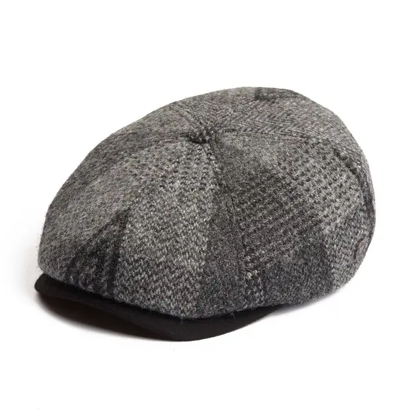 DASMARCA HATS Grey / Black Aaron Harris Tweed Wool Cap With Earflaps Slate - Grey/black
