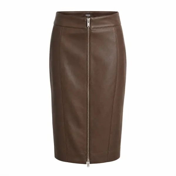 LUROQ LONDON Faux Leather Panelled Midi Skirt