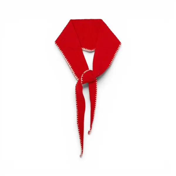 LOOM & COVE 100% Cashmere Triangle Scarf Stitch Edge - Red