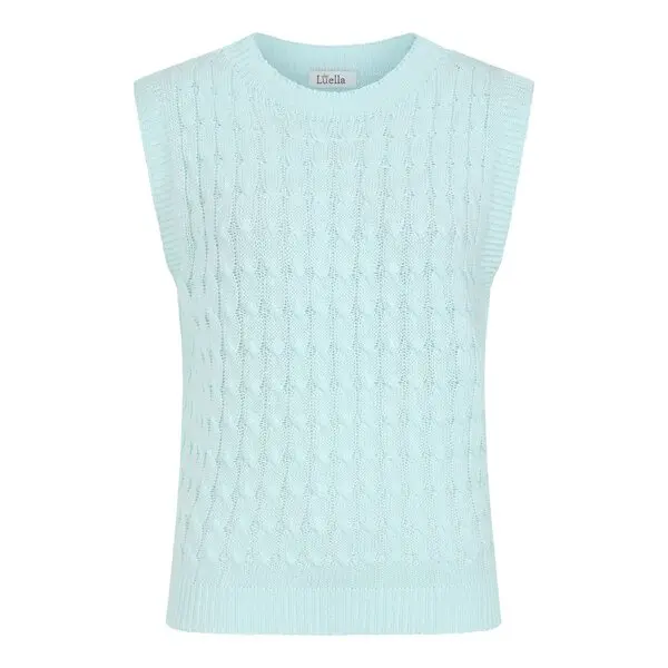 LUELLA FASHION Fowey Cable Knit Cotton Tank Top Ice - Blue
