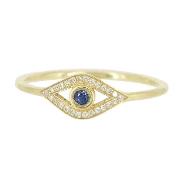 KAMARIA Evil Eye Ring With Sapphire & Diamonds - Gold