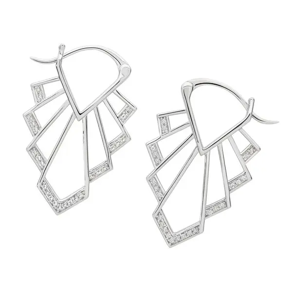 LUCY QUARTERMAINE Solid Sterling Art Deco Chrysler Earrings - Silver