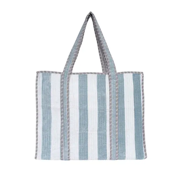 CYC The Striped Velvet Tote - Grey