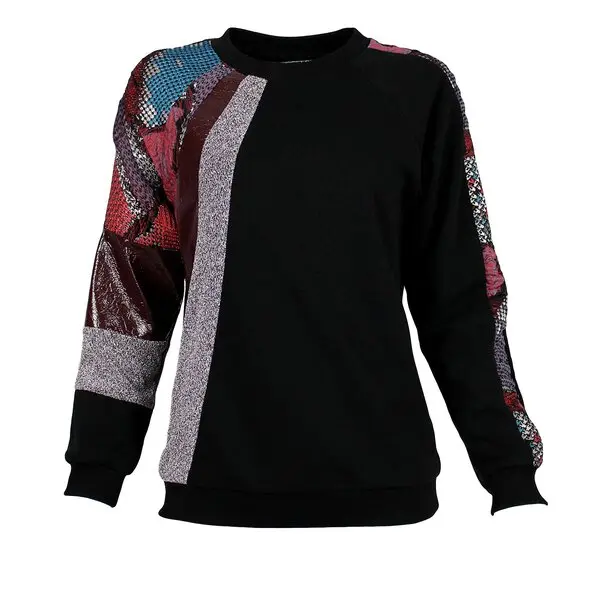LALIPOP DESIGN Raglan Sweatshirt With Fabric Patches - Black