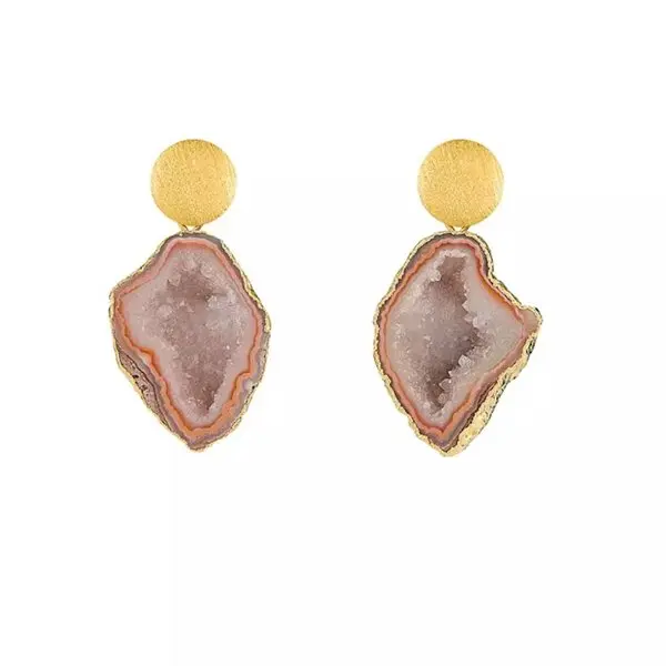 MAGPIE ROSE Orange Circle Rock In The Sky Earrings - Pink