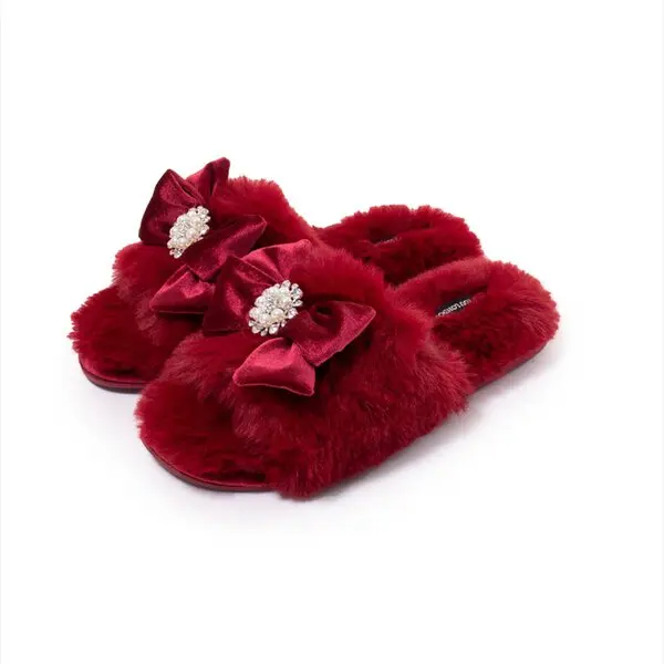 PRETTY YOU Anya Slider Slipper With Diamante - Red