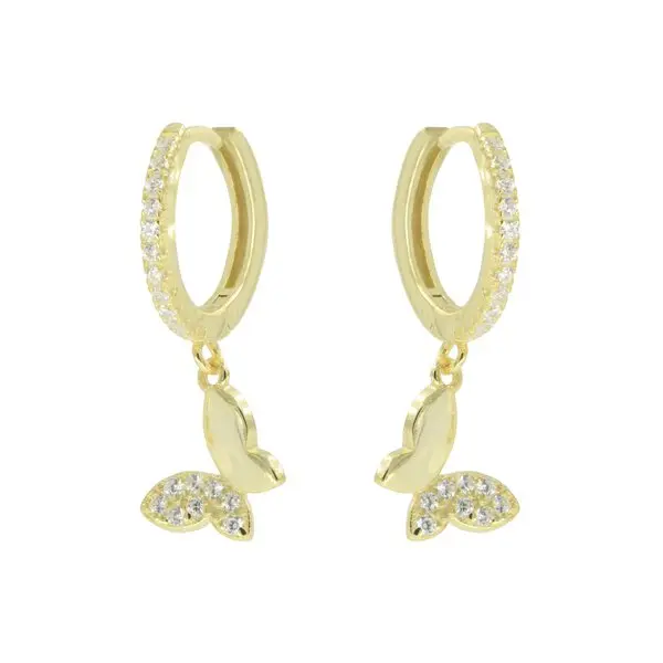KAMARIA Butterfly Crystal Huggie Earrings - Gold