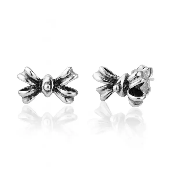 UNALOE Sterling Bow Stud Earrings – Contemporary Minimalist Designer Jewelry - Silver
