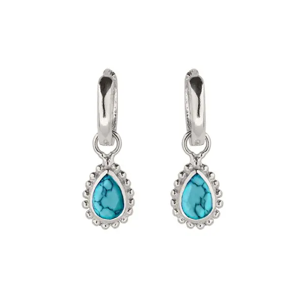CHARLOTTE'S WEB JEWELLERY Blue / Silver December Birthstone Sterling Silver Huggie Hoops Turquoise - Blue/silver
