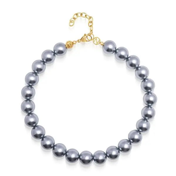 NIALAYA JEWELRY Silver / Gold Chunky Pearl Choker With Silver Finish - Silver/gold