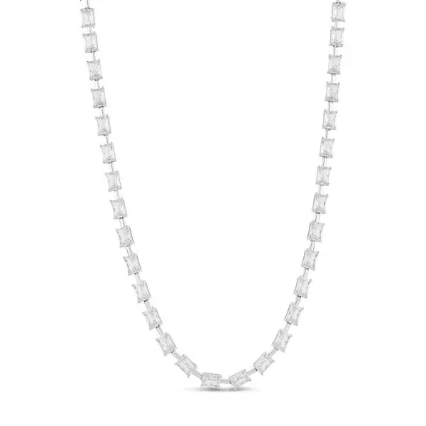 SHYMI Emerald Shape Bar Tennis Necklace - Silver