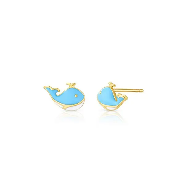 GOLD & HONEY Whale Stud Earrings - Blue