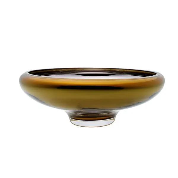 An&Angel Gold / Yellow Deco Large Centerpiece Bowl In Amber - Gold/yellow