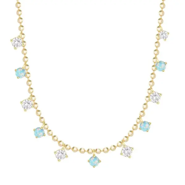 KAMARIA Lights In The Milky Way Opal Necklace On Ball Chain Large - Gold