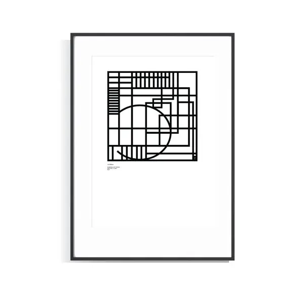 Curiosity Snug Numerology Series – Abstract Lines Number Five Limited Edition Print - Black