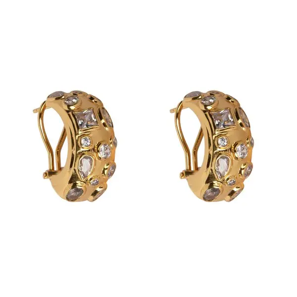 Bounkit Amaya Hoops Clear Pierced - Gold