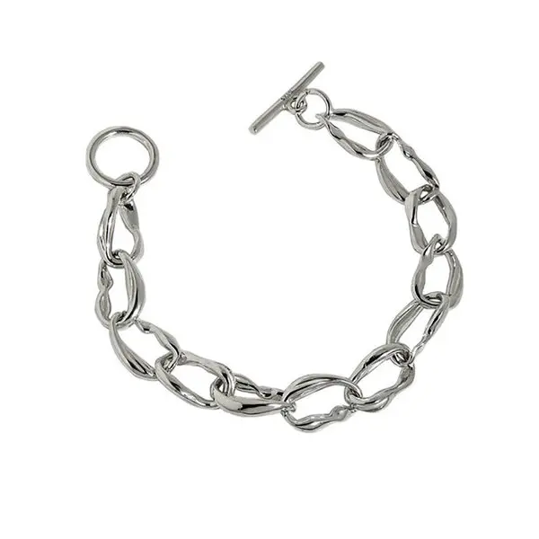 JANUS EDINBURGH Sterling Steall Irregular Oval Link Chain Bracelet - Silver