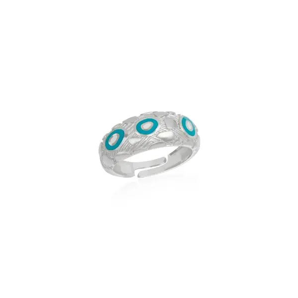 SPERO LONDON Natural Textured Sterling Evil Eye Ring - Silver