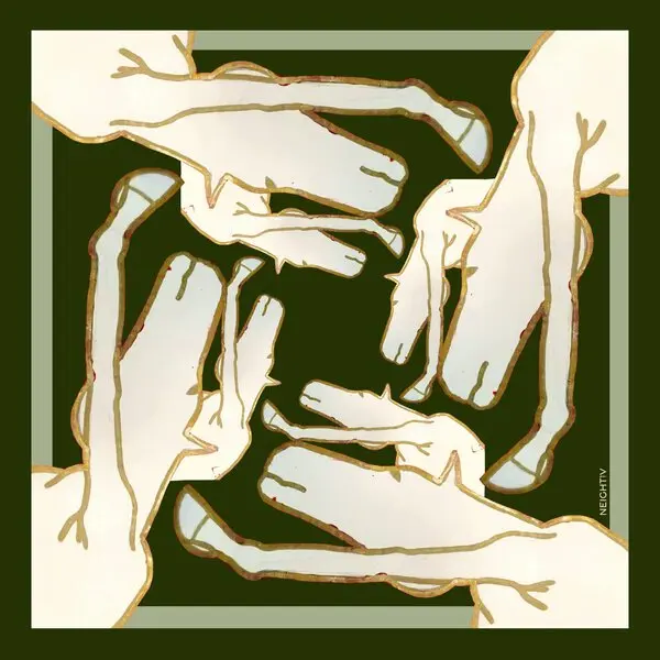 NEIGHTIV Horse Grazing Silk Scarf- It's Feed Time - Green