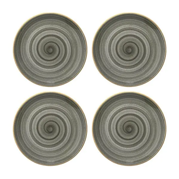 Turgla Home Space Round Porcelain Side Plate Set Of Four - Grey