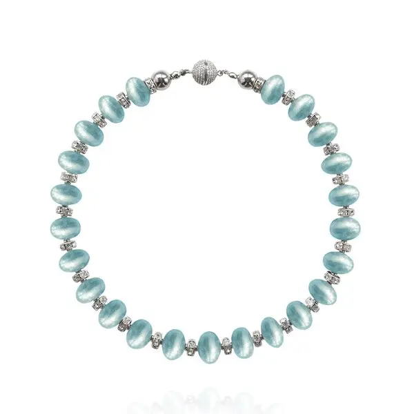 SAULE LABEL Silver / Blue Mika Necklace In Aqua Blue - Silver/blue