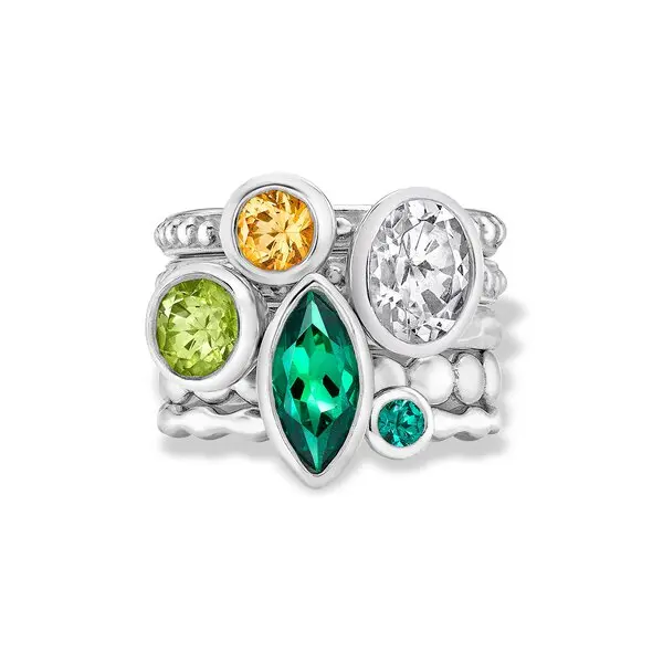 DOWER & HALL Envy Twinkle Stacking Rings Set In Sterling - Silver